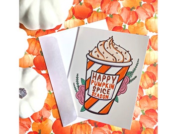 Fall Greeting Card Pumpkin Spice and All Things Nice Coffee - Etsy