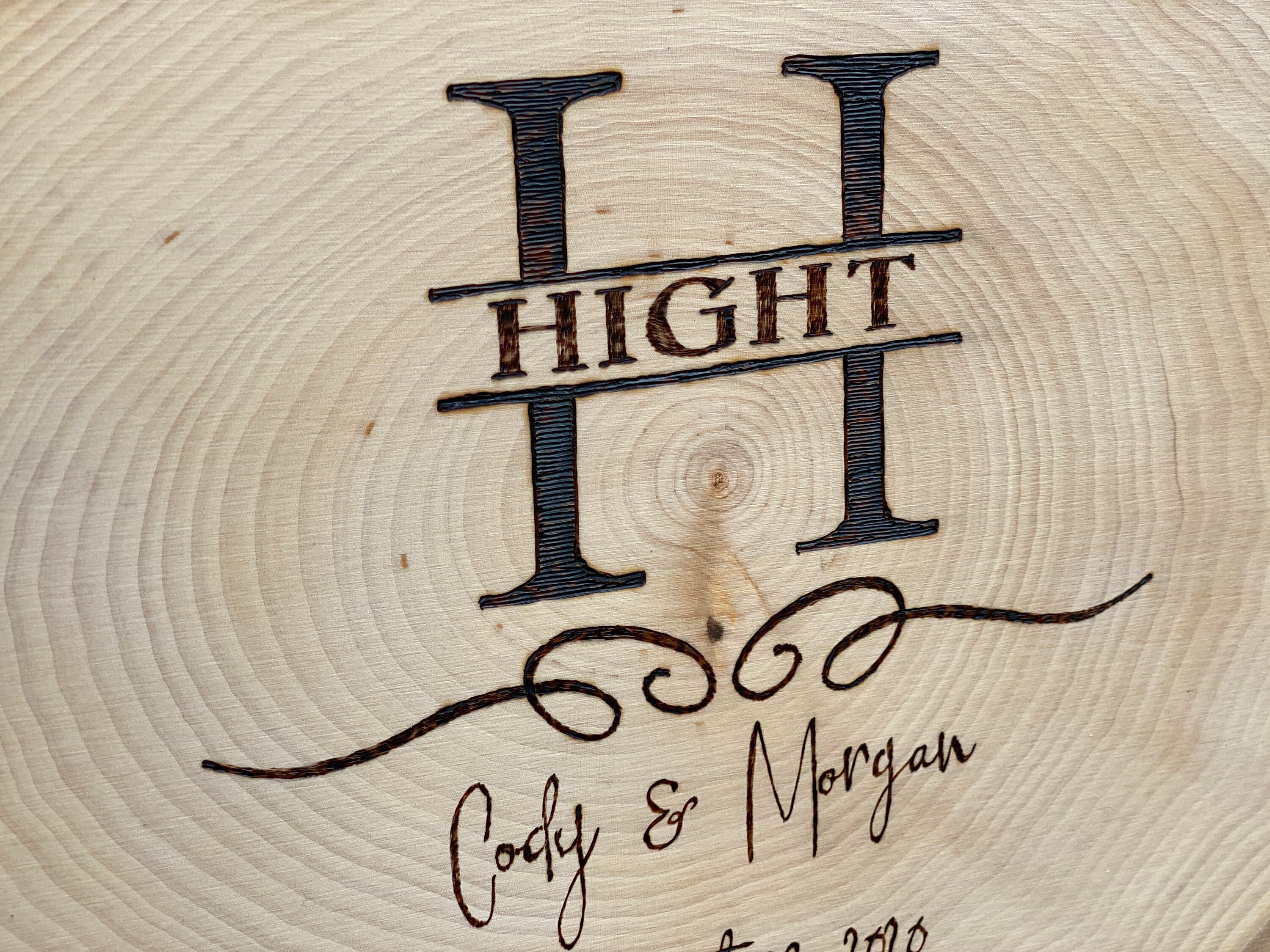 Custom Oval Wood Log Slice - Monogram, Wedding, Anniversary, Baby ...