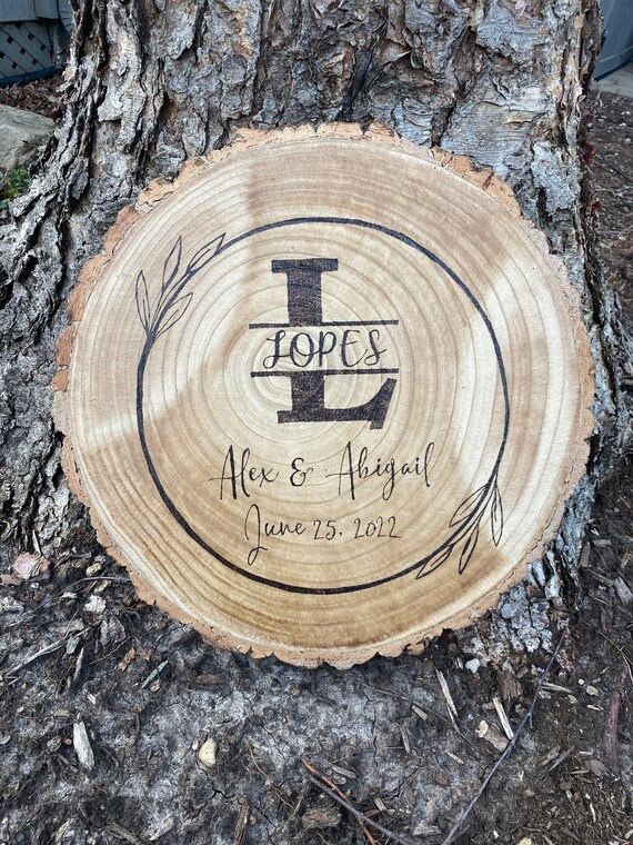 Custom Monogram Wood Burned Wedding Anniversary Birthday - Etsy