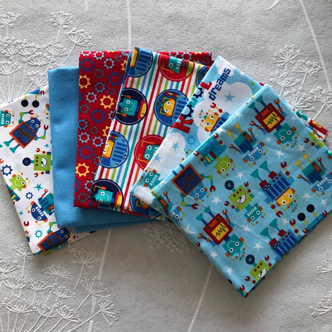 Fat Quarters 6 Piece Fat Quarter Bundle Robot Fabric Craft Cotton - Etsy.de