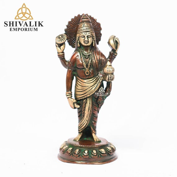 Brass Dhanvantari Statue 7.5inch Handmade Lord Dhanvantari | Etsy