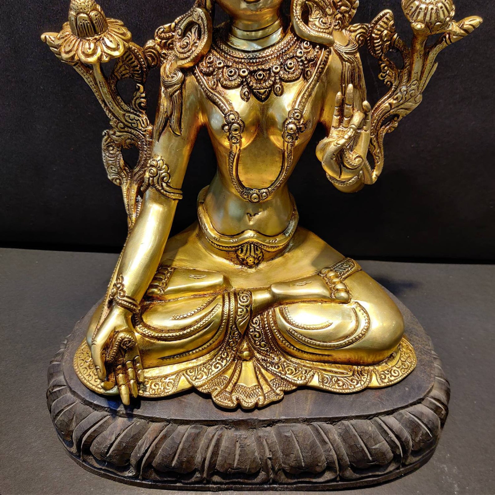 White Tara statue 12inch White tara with wooden base Nepali | Etsy