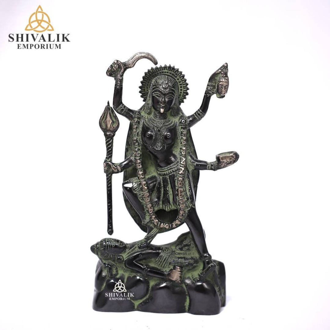 Antique Style Maa Kali Statue, 8inch, Kalika Idol for Temple, Handmade ...