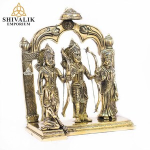 Shree Ram Darbar Statue, 11inch, Brass Handmade Lord Rama Statue With ...