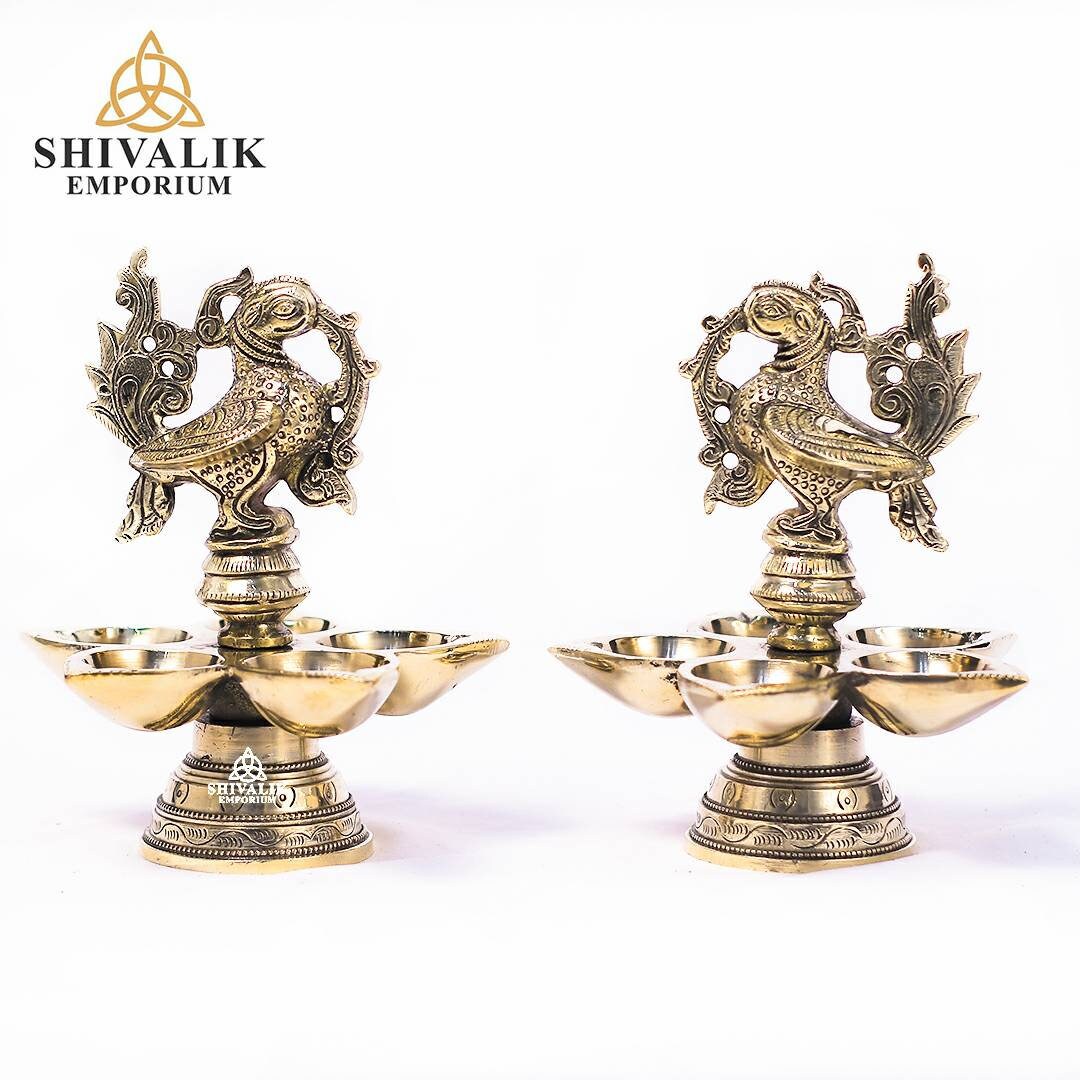 Traditional Brass Diya Set, 6inch, Handmade Diya Candle Set for Home ...