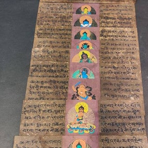 Ancient Book Scriptures,22cms Wide, Tibetan Text, Nine Forms of Buddha ...