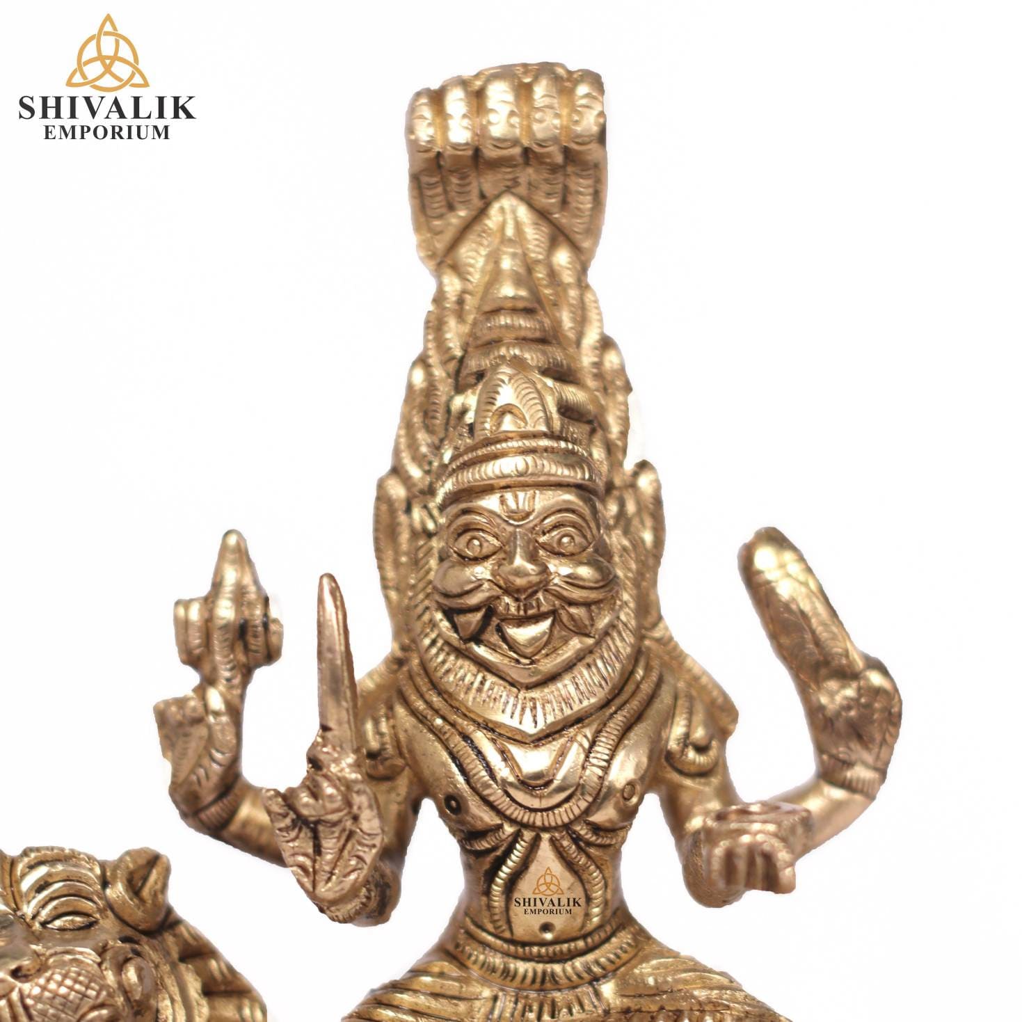 Handmade Brass Devi Pratyangira Statue - Narasimhi Idol, Simhamukha ...
