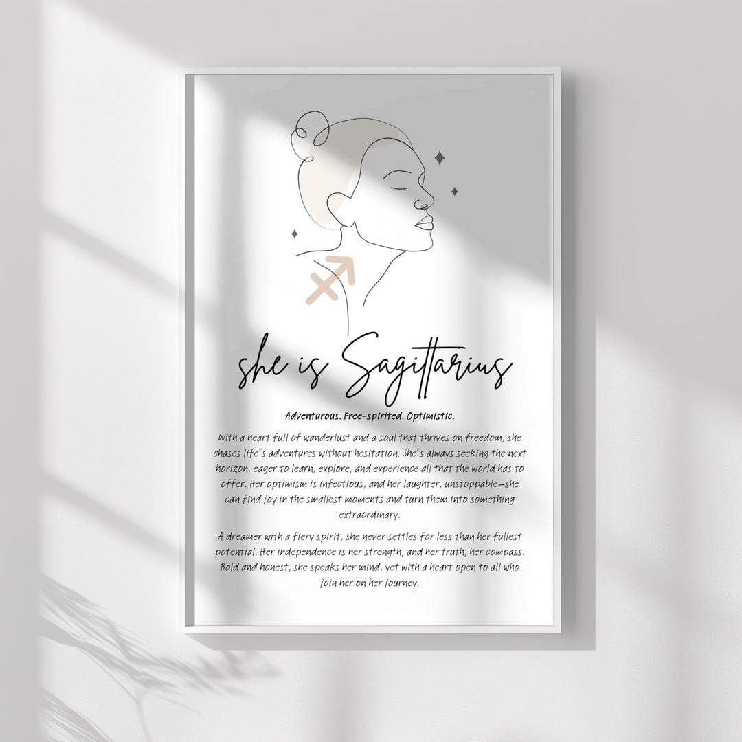 She is Sagittarius Zodiac Art Print | Sagittarius Woman Poster ...