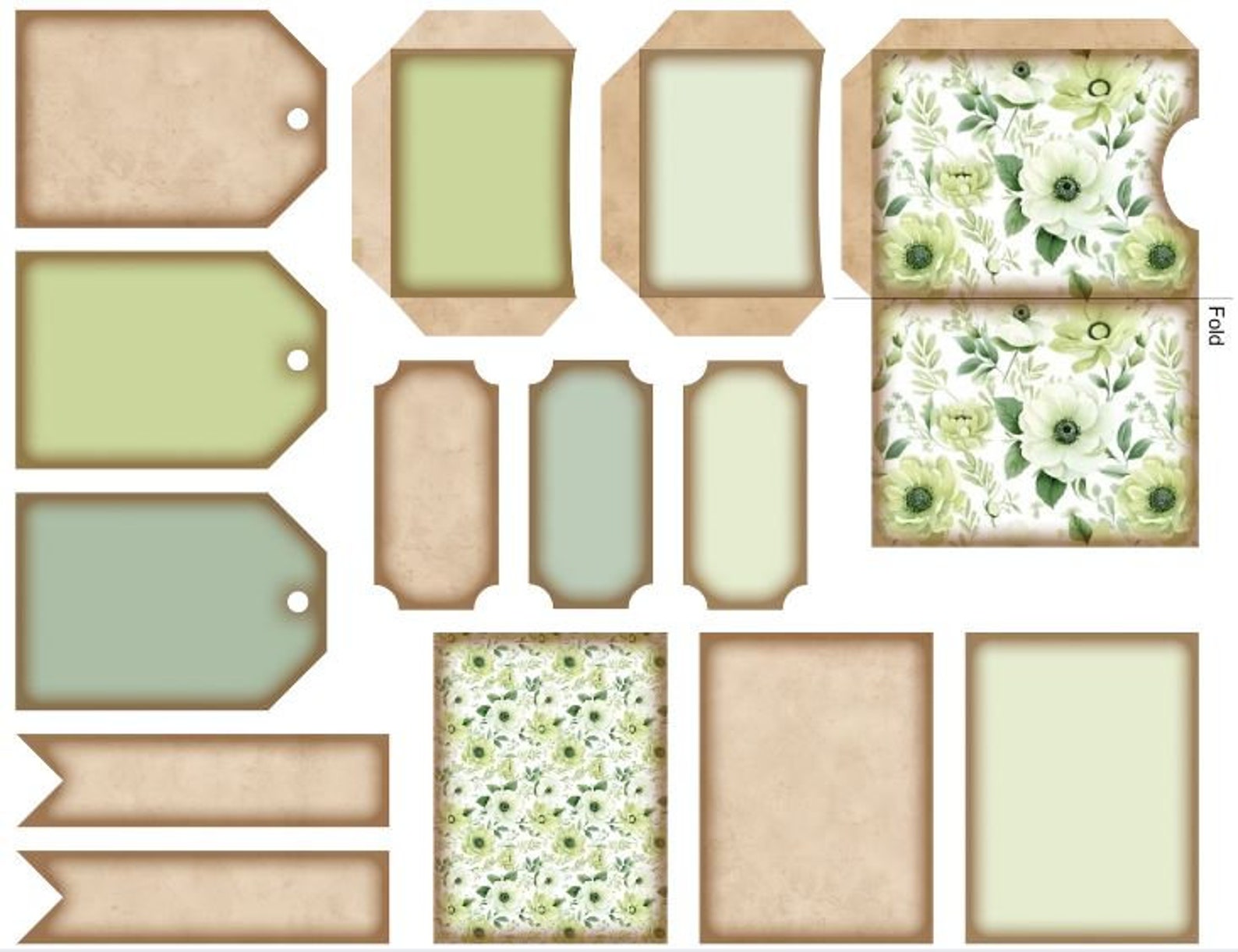 Green Poppy Flower Junk Journal Add Ons Printables - Etsy