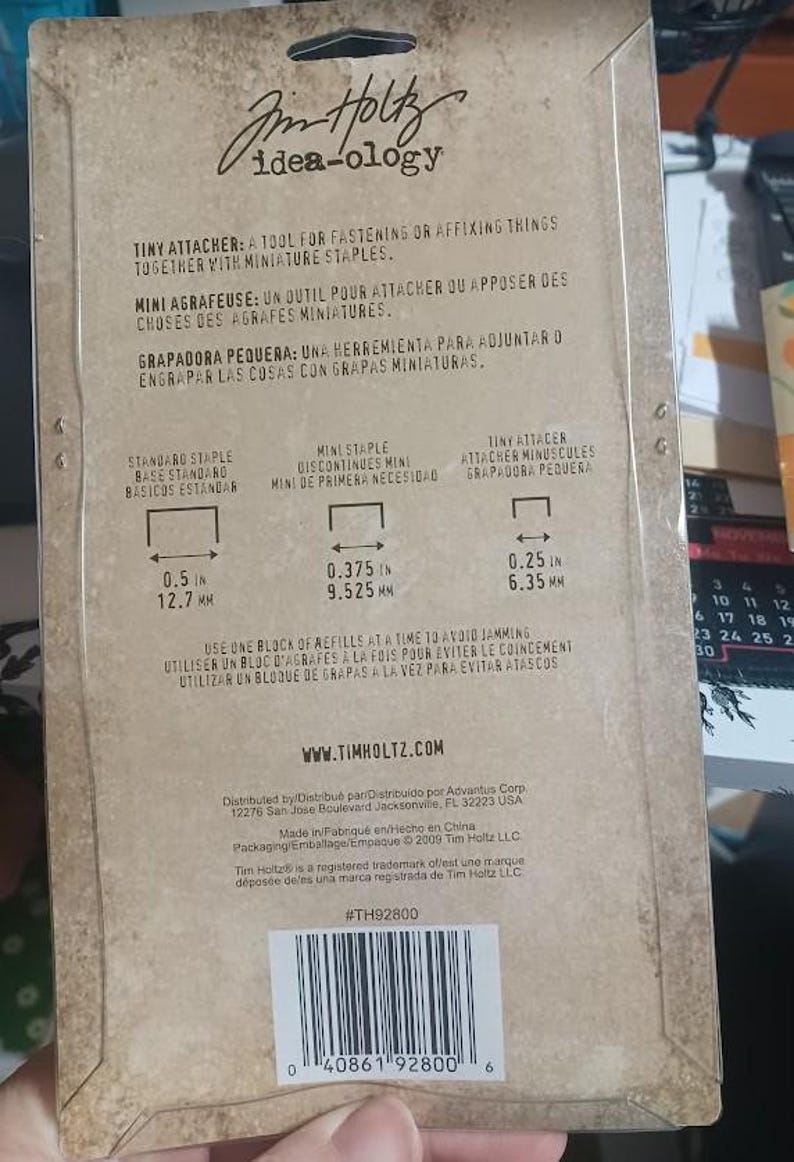 Tim Holtz Idea-ology Tiny Attacher Stapler With 100 Tiny 1/8 X 1/4 ...