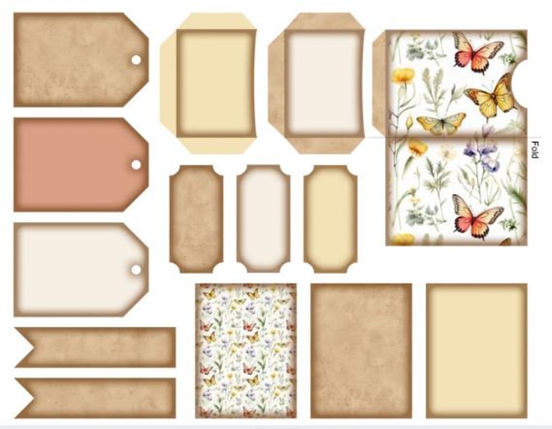 Orange Butterfly and Flower Junk Journal Add Ons Printables - Etsy