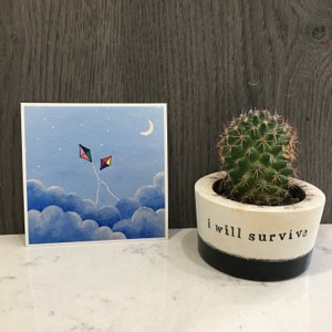 Blue Kite Art Print | 4"x4" | 5"x5" | Blue Wall Art | Home Office Wall ...