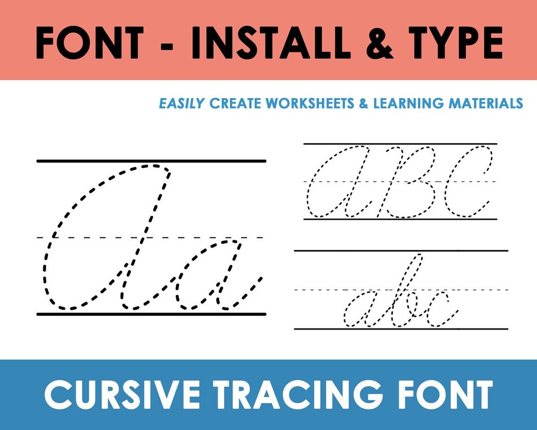 Tracing Cursive Font, Customize Worksheet, Learn to Write, Writing Font ...