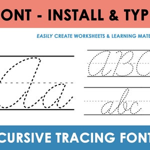 Tracing Cursive Font, Customize Worksheet, Learn to Write, Writing Font ...