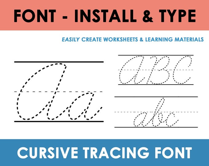 Tracing Cursive Font, Customize Worksheet, Learn to Write, Writing Font ...