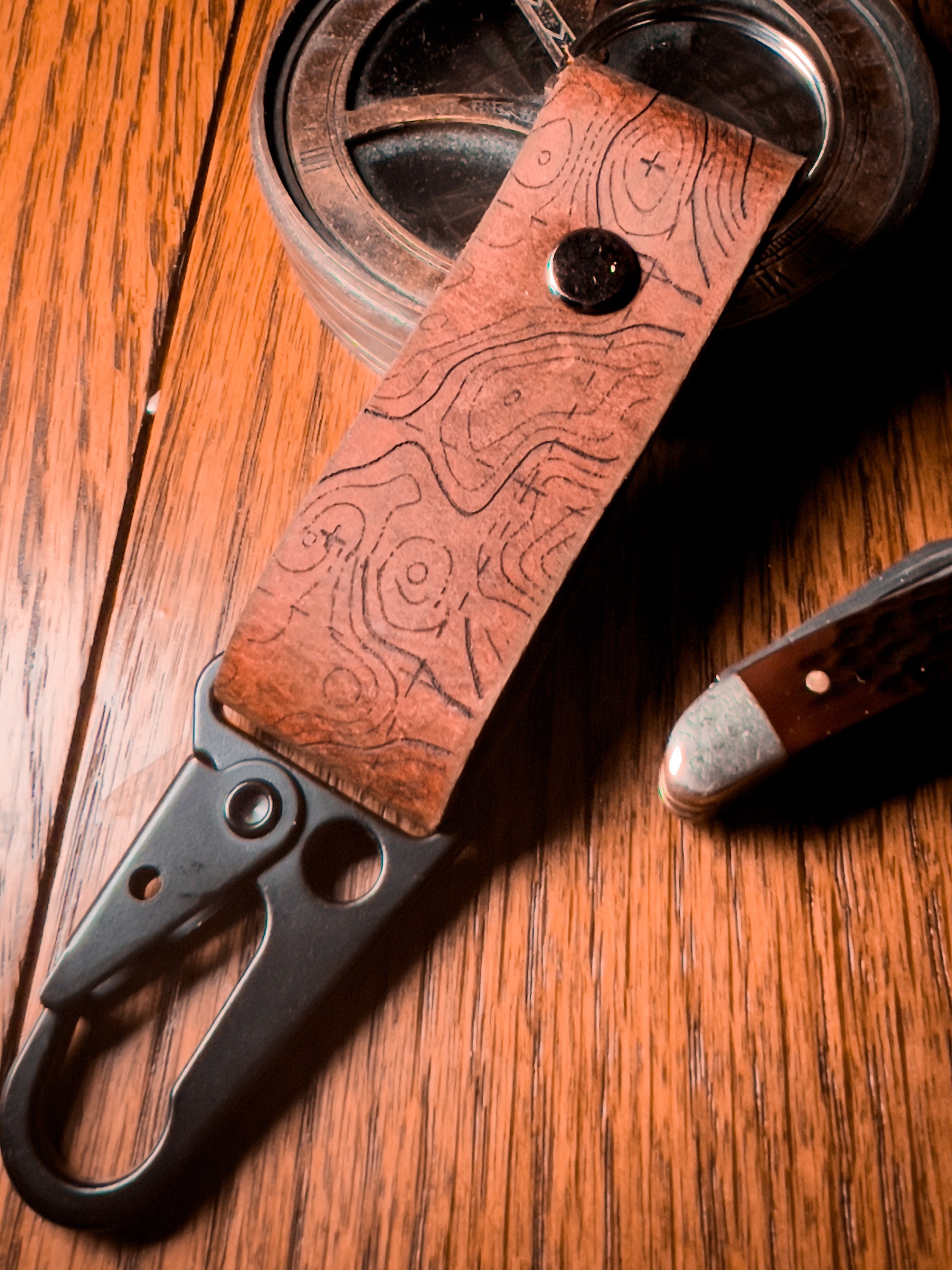 Custom Topographic Map Leather Keychain Edc Gear W/ HK Style - Etsy