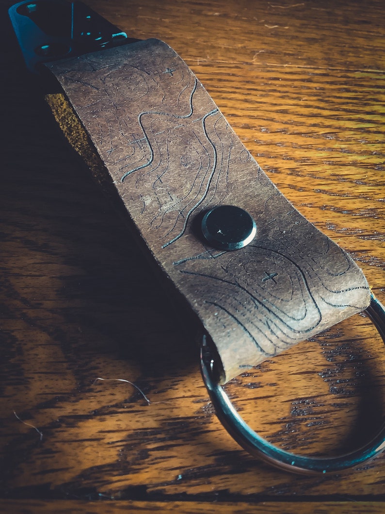 Custom Topographic Map Leather Keychain Edc Gear W/ HK Style - Etsy