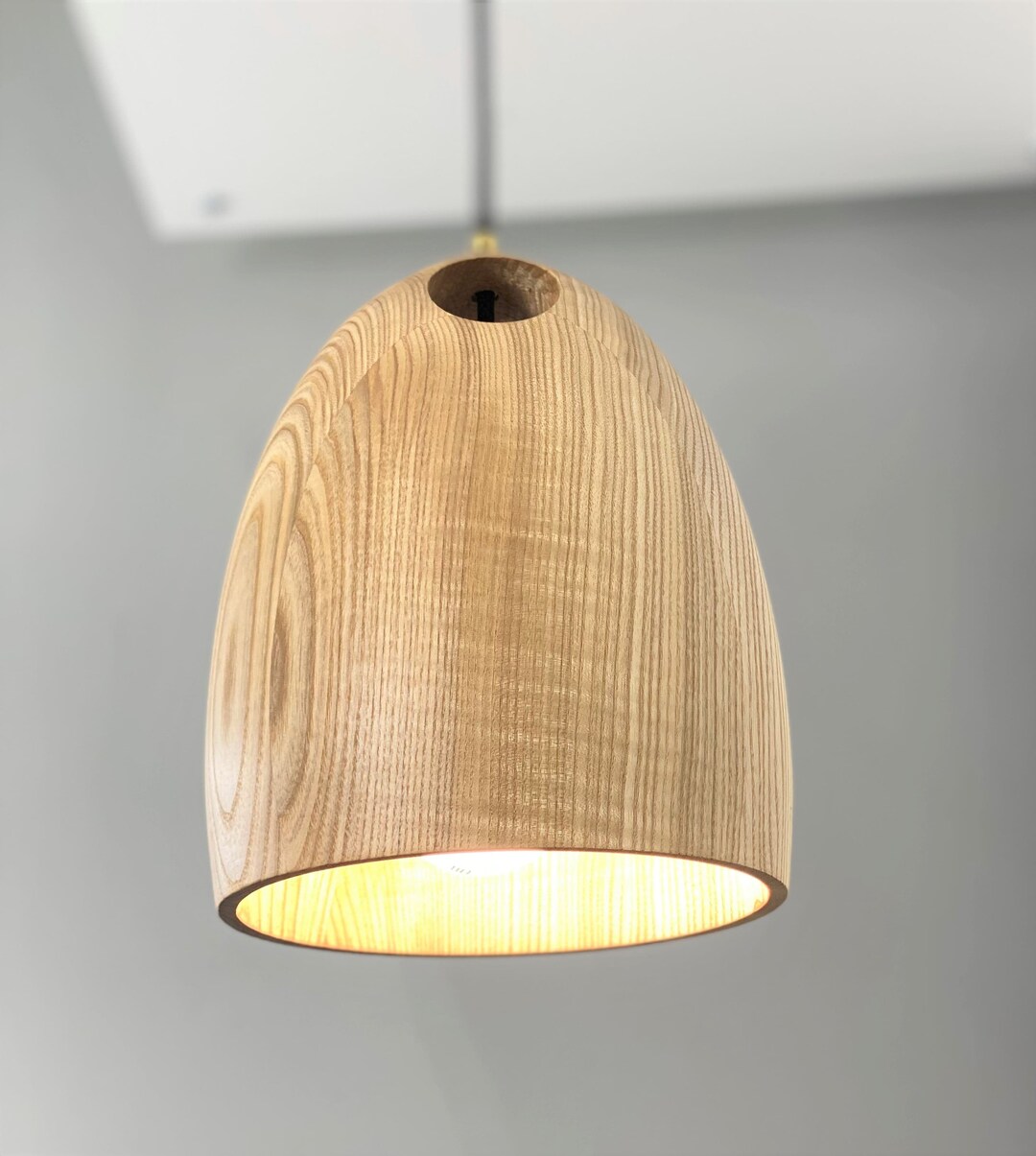 Handcrafted Ceiling Pendant Fixture, Modern Natural Solid Wood Pendant ...