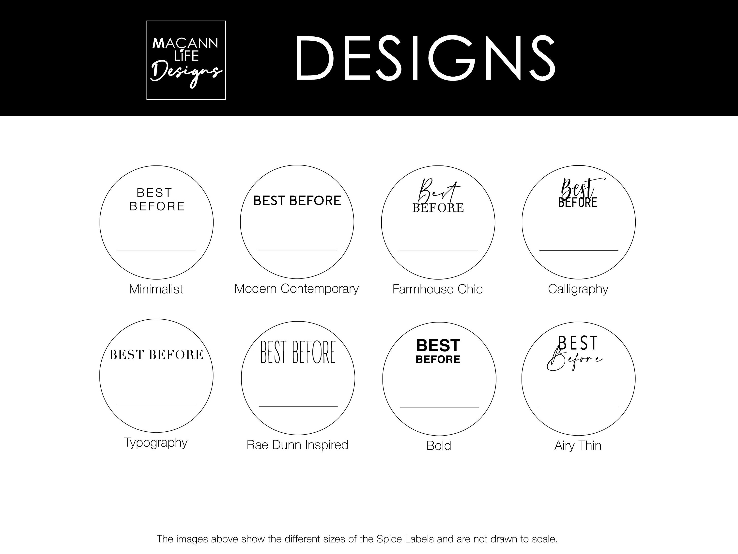 Best Before Date Labels • Minimalist Labels • Spice Jar Labels • Pantry ...
