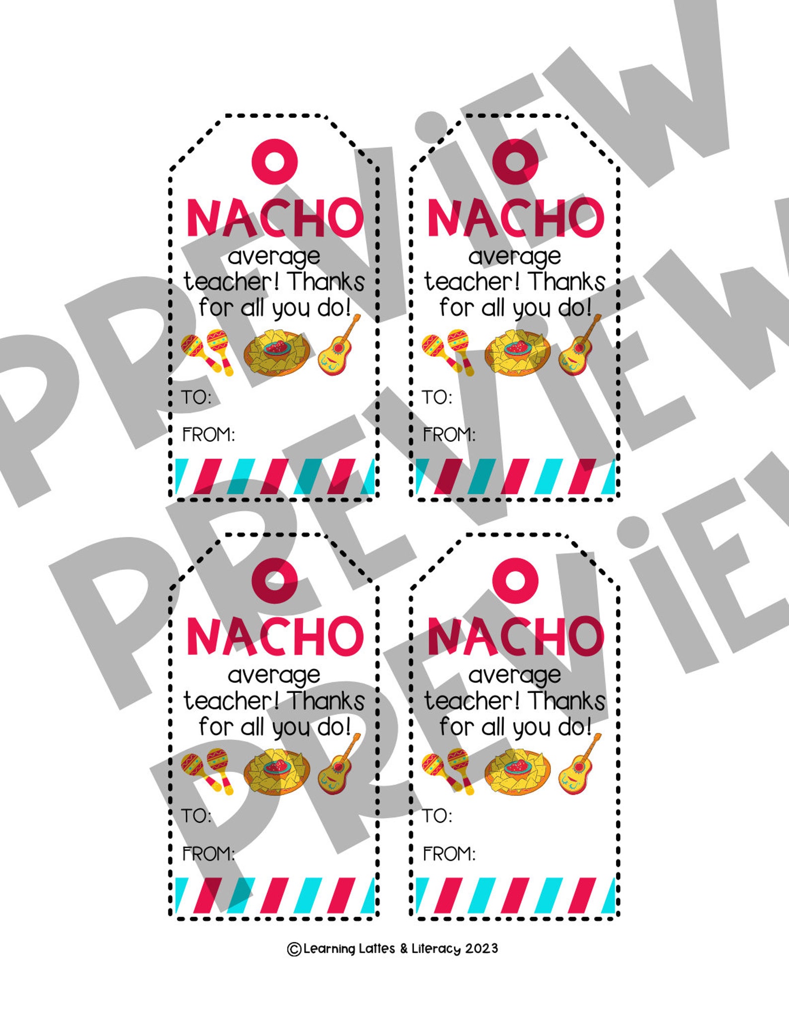 Teacher Appreciation Taco Gift Tags End of School Taco Bout A - Etsy