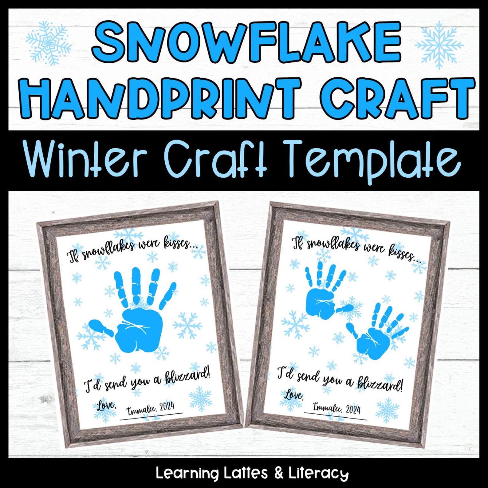 Snowflake Kisses Handprint Craft Template: Winter Keepsake (digital ...