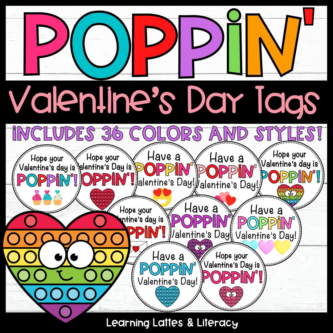 Poppin Valentine's Day Tags Poppin Vday | Pop-it Popcorn Blow Pop ...