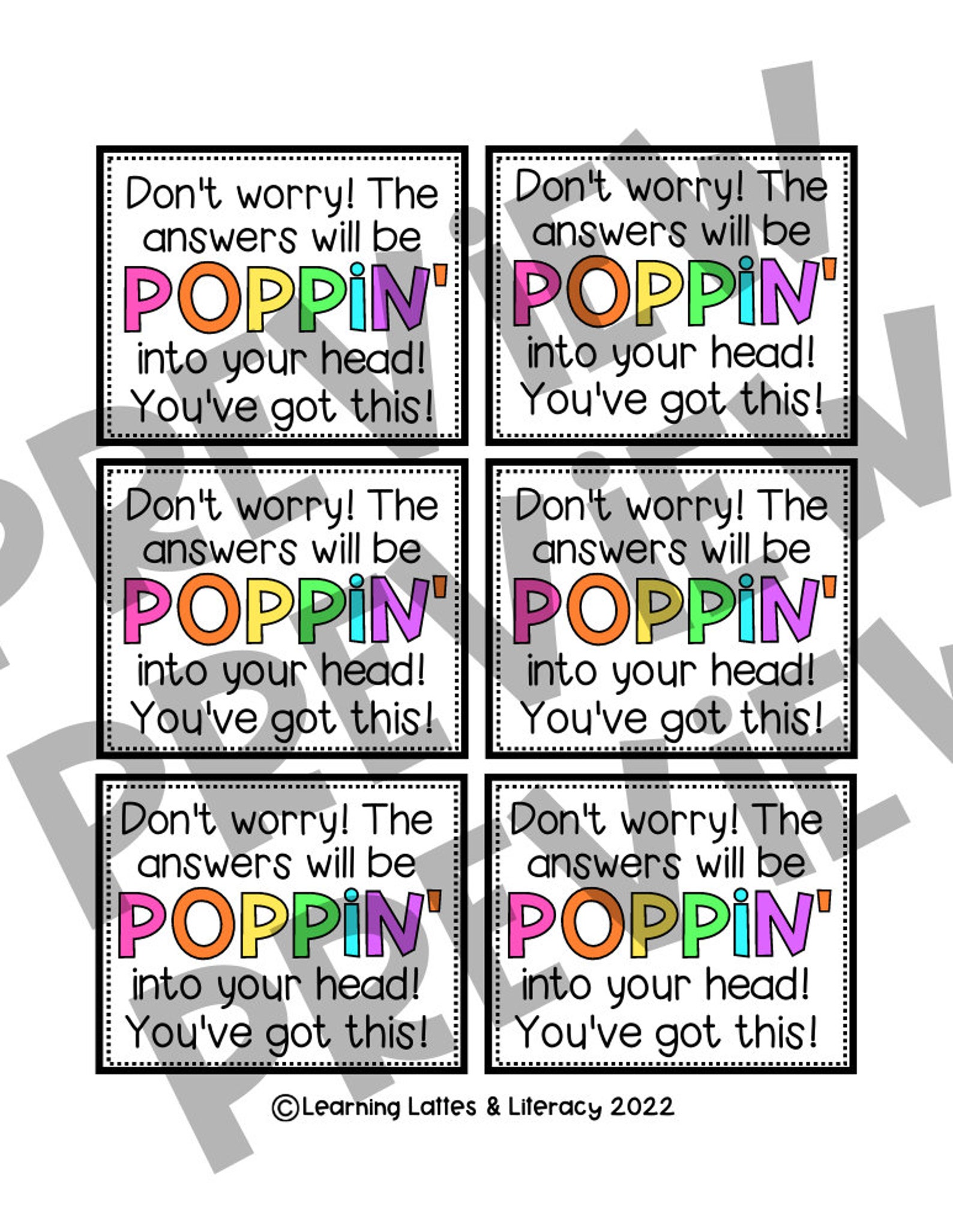 Testing Motivation Gift Tags: Teacher Student Candy Treat (digital ...