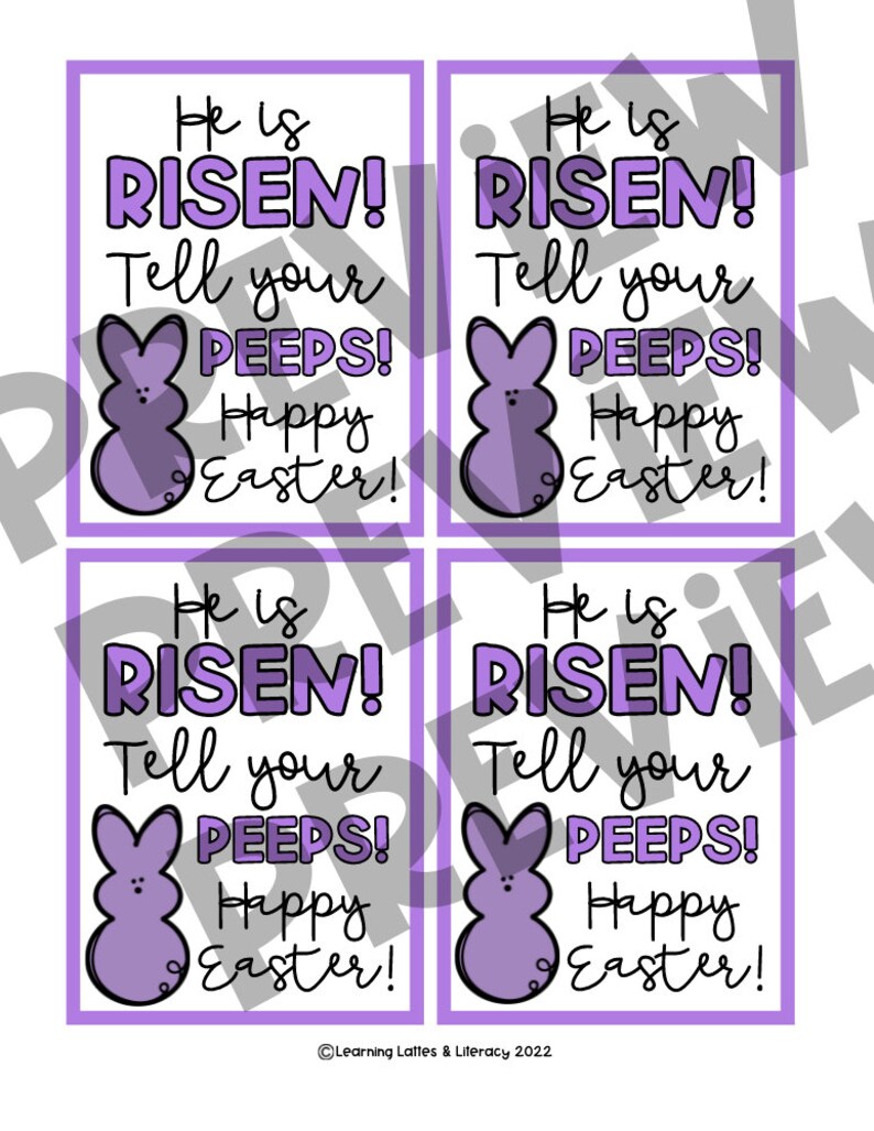 Christian Easter Gift Tags He is Risen Tell Your Peeps - Etsy