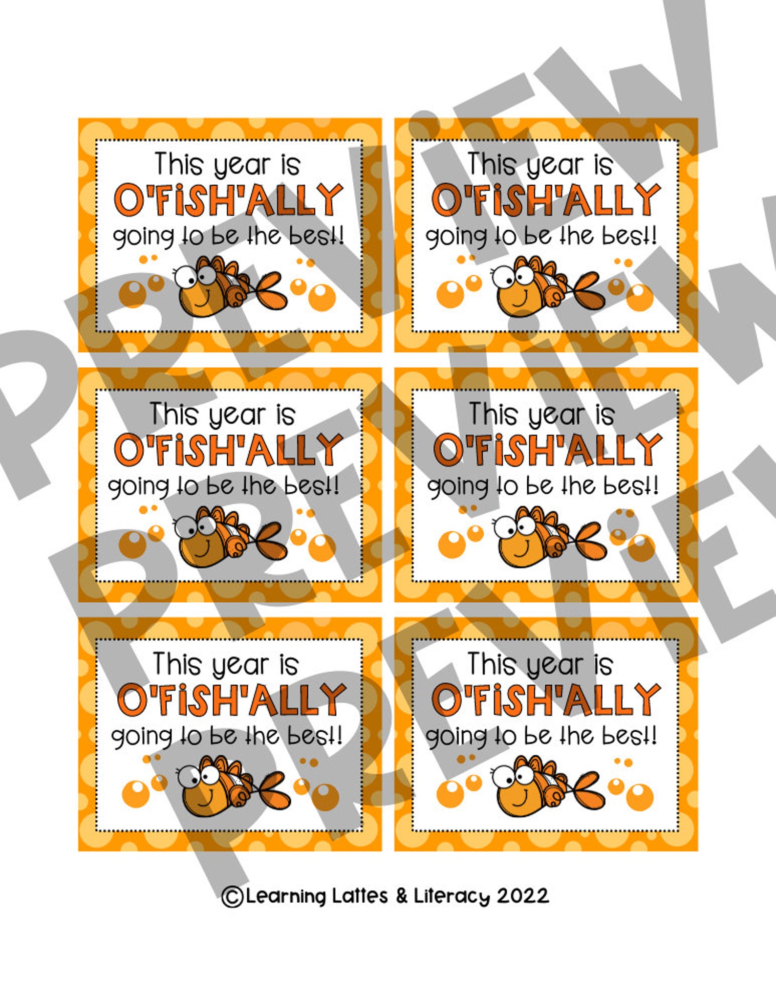 Back to School Goldfish Student Gift Tags Ofishally Goldfish Treat Tags ...