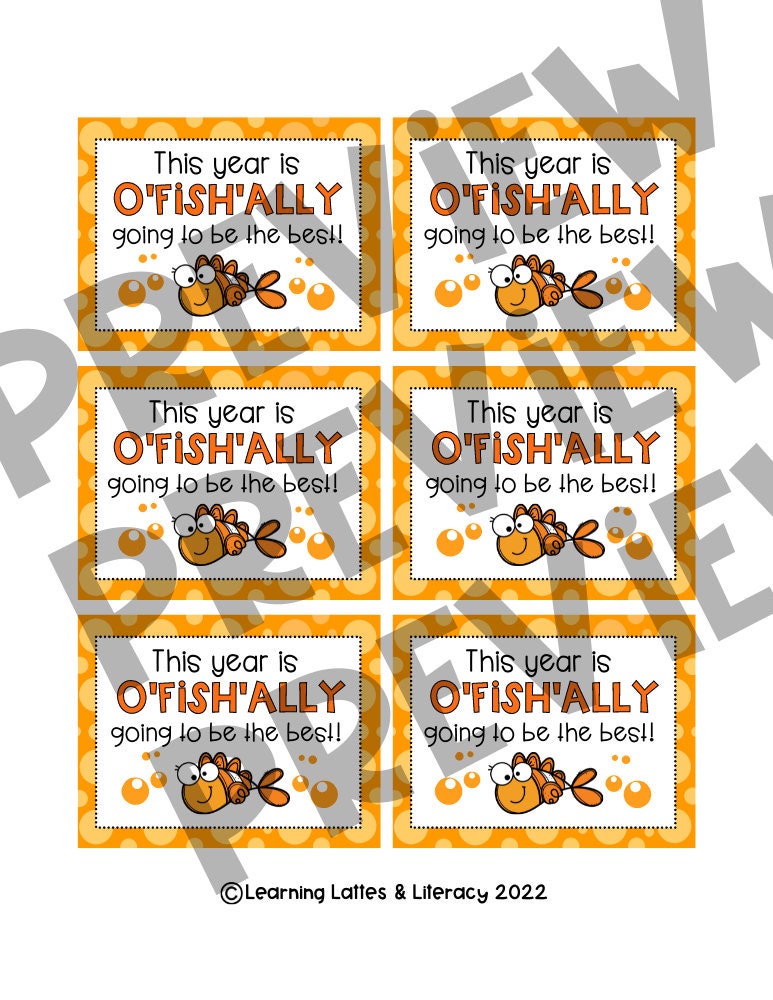Back to School Goldfish Student Gift Tags Ofishally Goldfish Treat Tags ...
