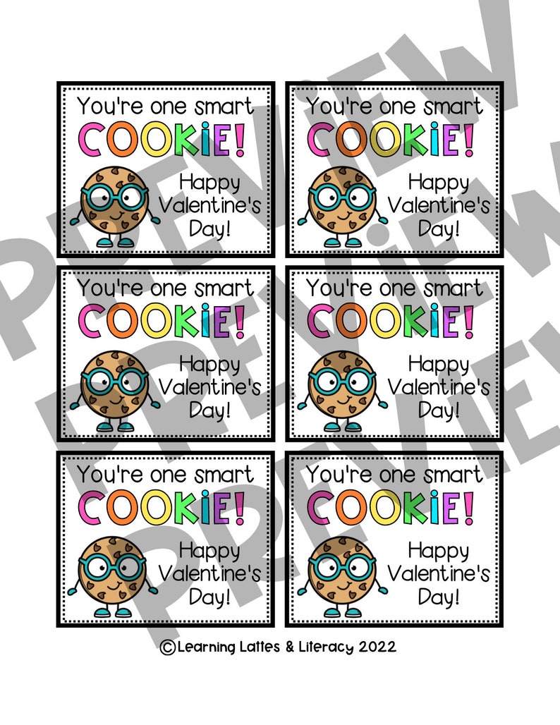 Smart Cookie Valentine's Day Gift Tags, 7 Styles (digital Download) - Etsy