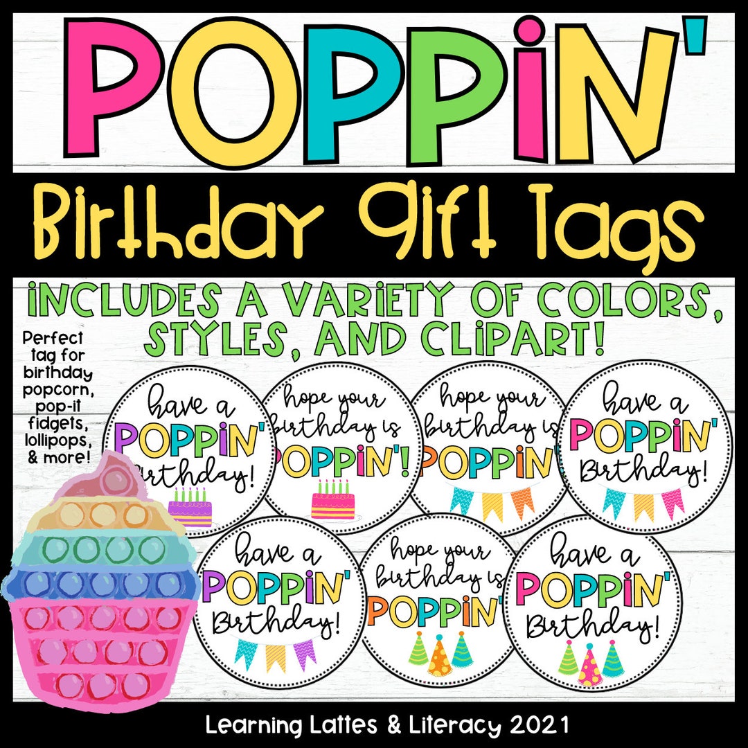 Poppin' Birthday Gift Tags: Student/teacher DIY (digital Download) - Etsy