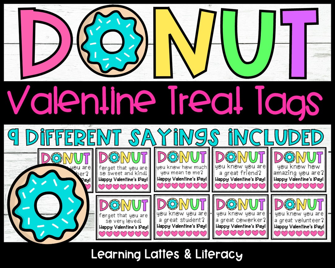 Valentines Day Gift Tags Donut Treat Tags Student Valentine - Etsy