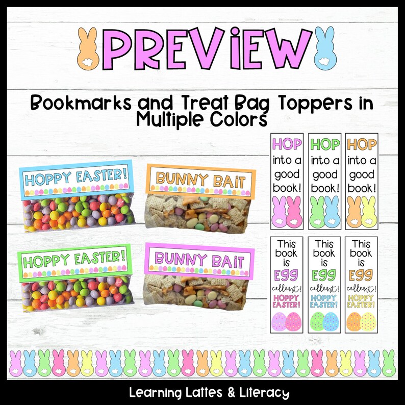 Easter Gift Tags Spring Treat Tags Bunny Treat Tags Bag Toppers Easter ...