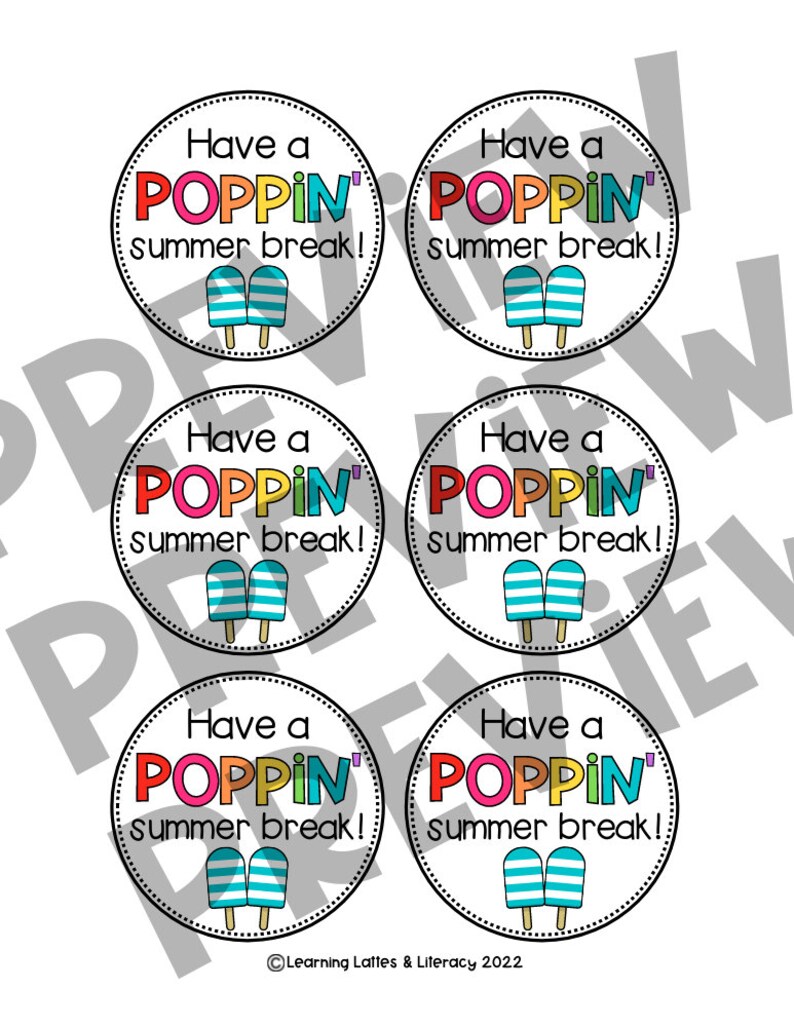 Poppin Summer Gift Tags Poppin End of School Year Popsicle - Etsy