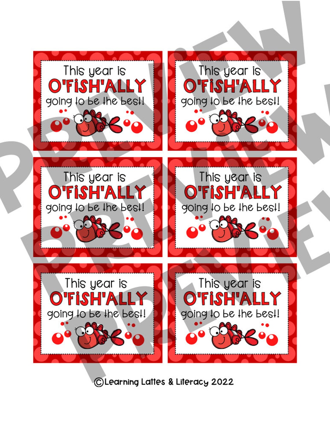 Back to School Goldfish Student Gift Tags Ofishally Goldfish - Etsy