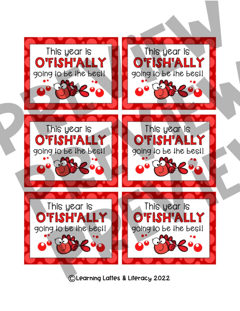 Back to School Goldfish Student Gift Tags Ofishally Goldfish - Etsy