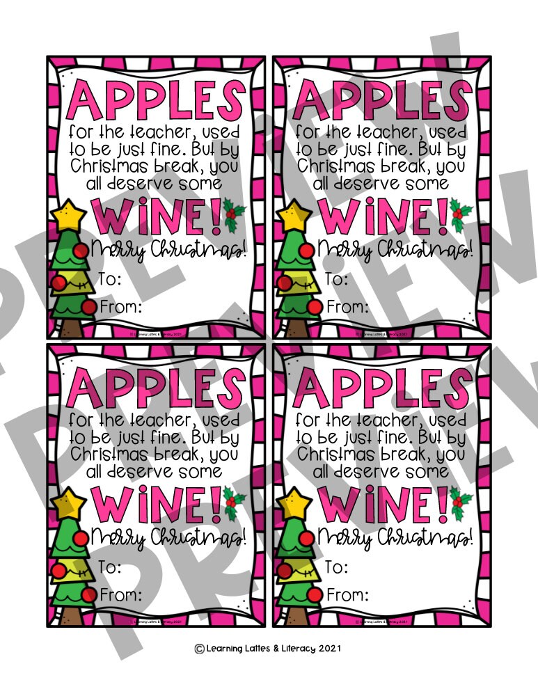 Teacher Christmas Holiday Wine Gift Tags December Gift Tags - Etsy