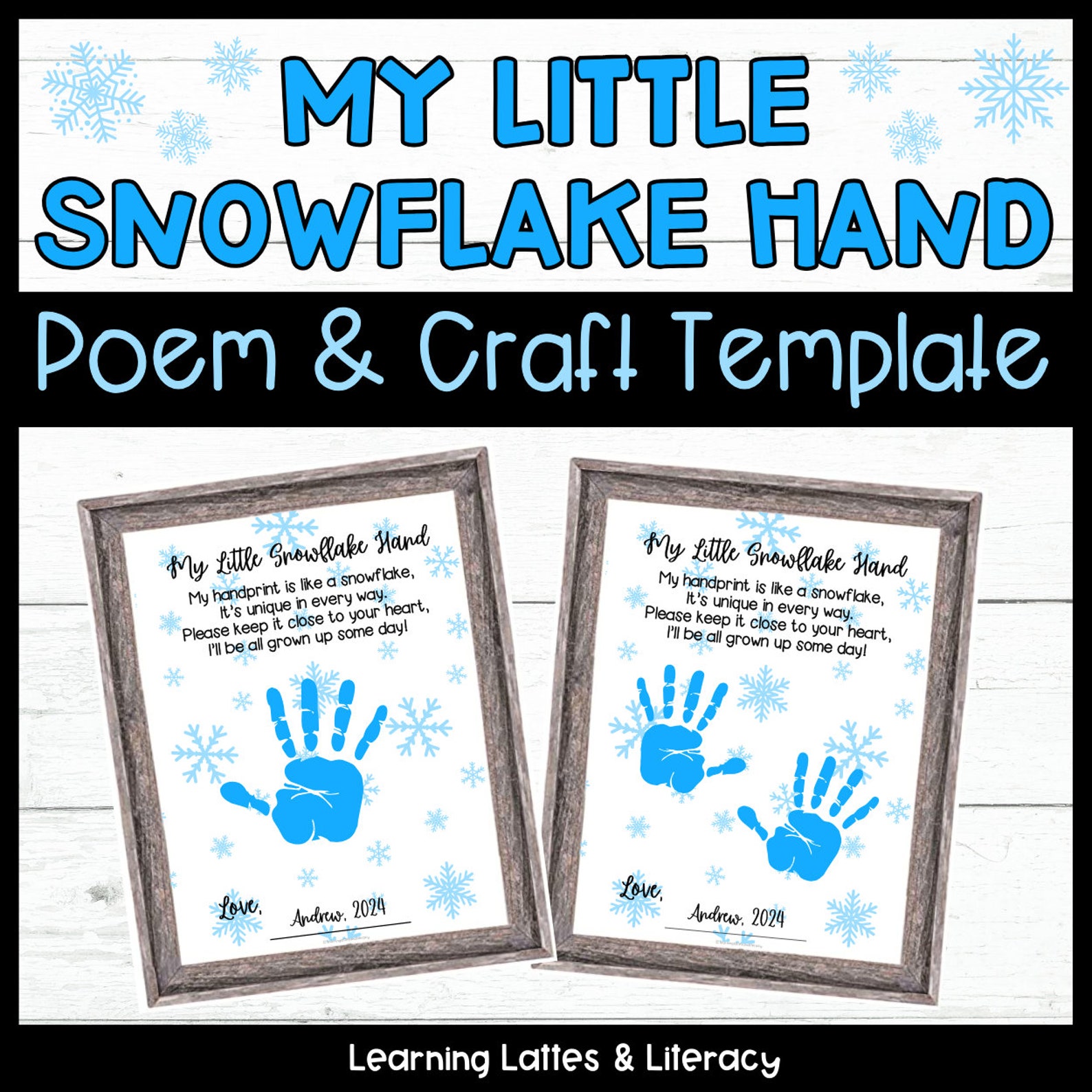 Snowflake Handprint Poem and Craft Template Winter Preschool ...
