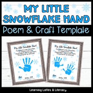Snowflake Handprint Poem and Craft Template Winter Preschool ...