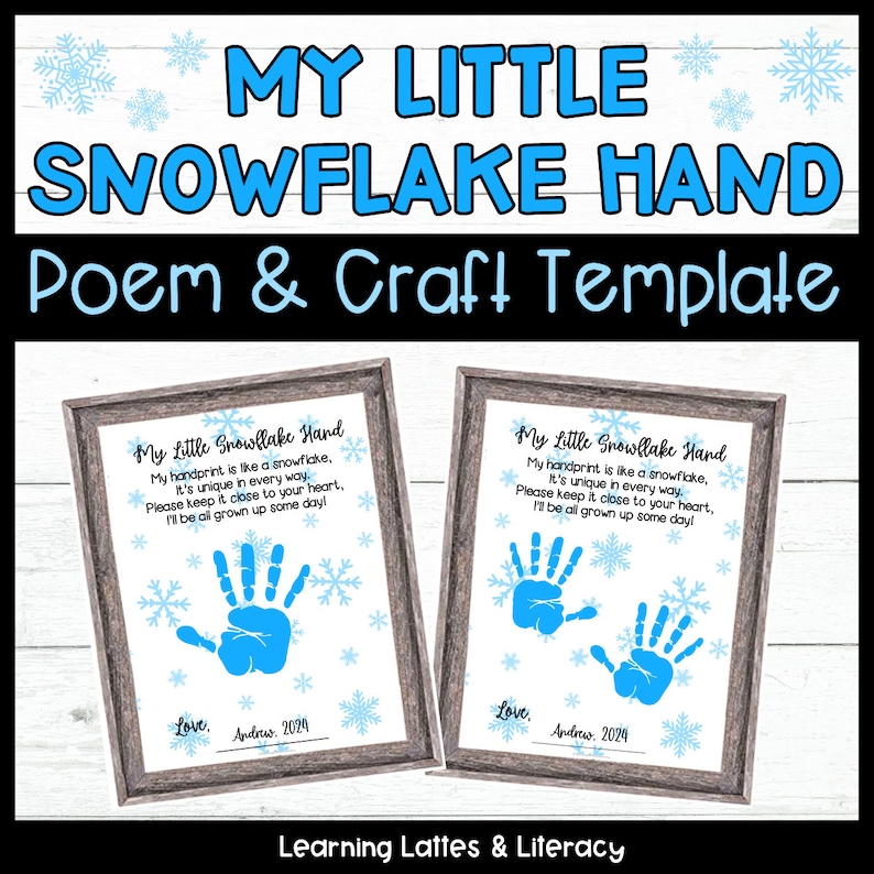 Snowflake Handprint Poem and Craft Template Winter Preschool ...