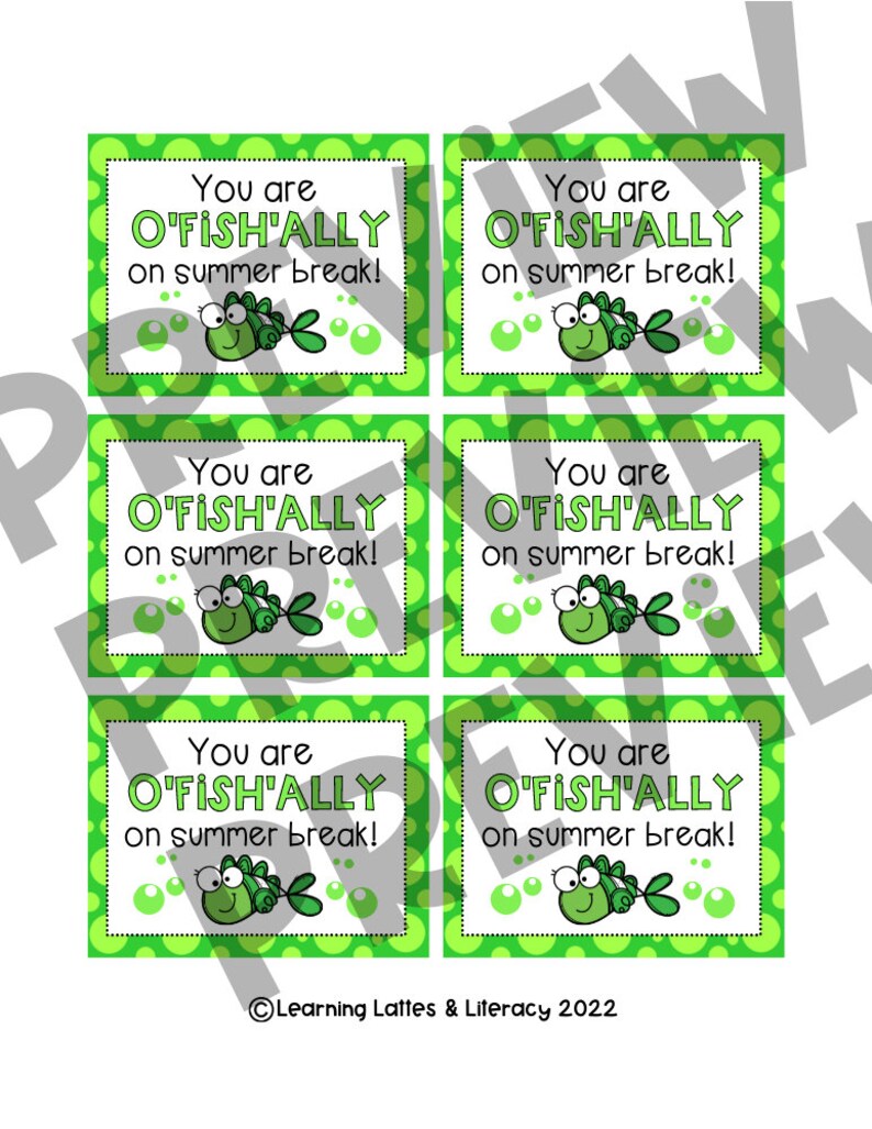 Summer Break Goldfish Student Gift Tags Ofishally Summer Goldfish Treat ...