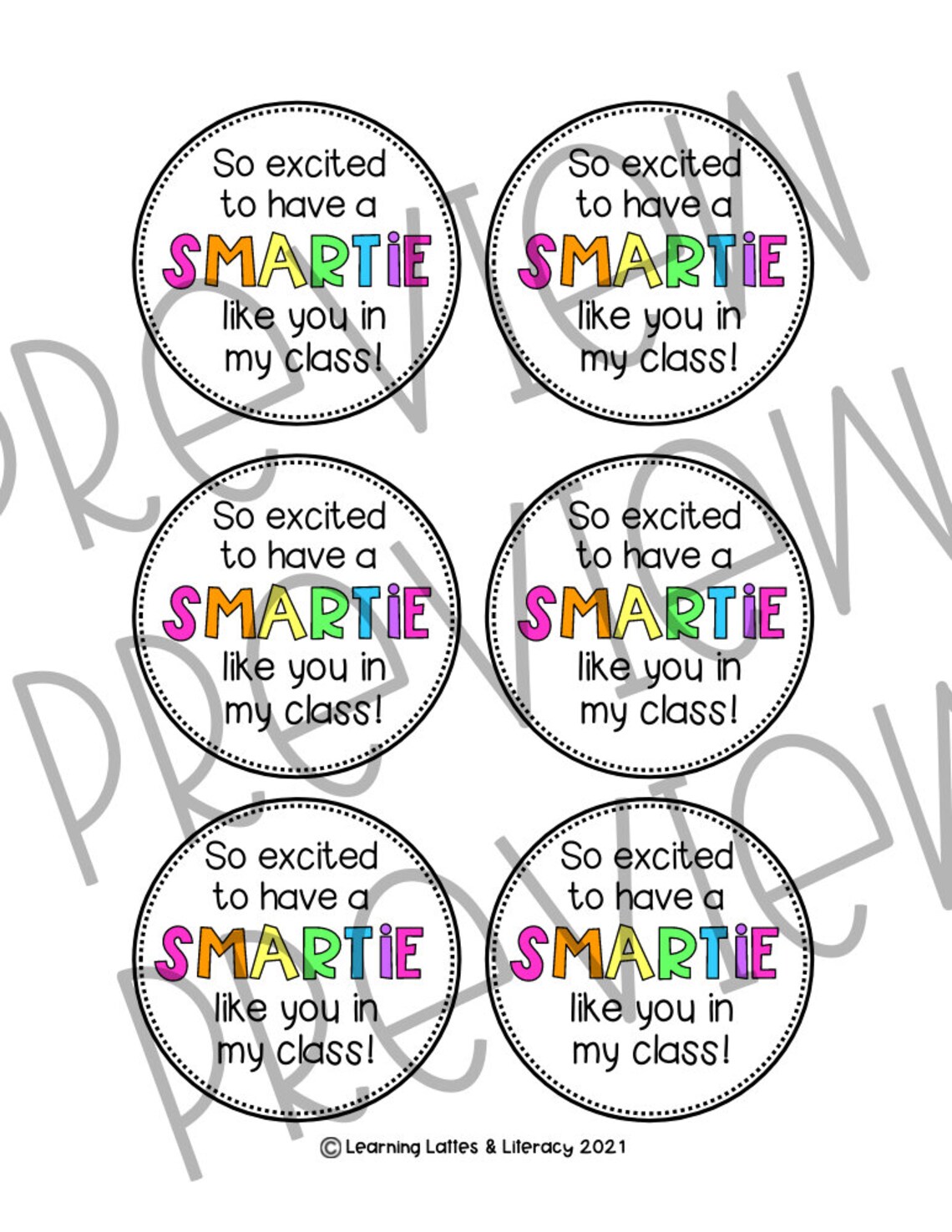 Smartie Gift Tags for Students Fun Back to School Welcome - Etsy