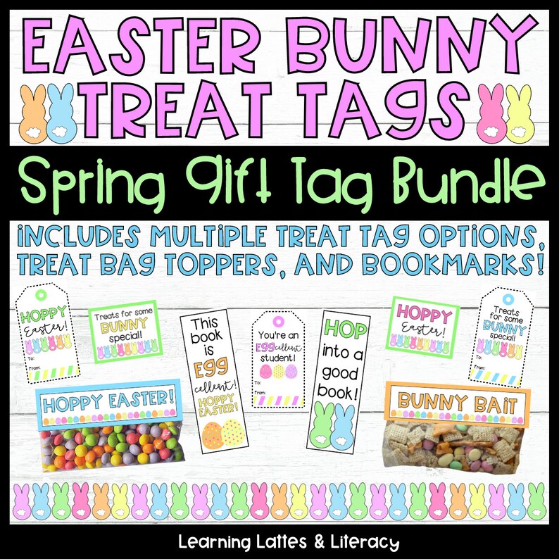 Easter Gift Tags Spring Treat Tags Bunny Treat Tags Bag Toppers Easter ...