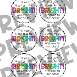 BRIGHT Back to School Gift Tags Treats Welcome Bright Year Grades Prek ...