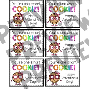 Smart Cookie Valentine's Day Gift Tags, 7 Styles (digital Download) - Etsy