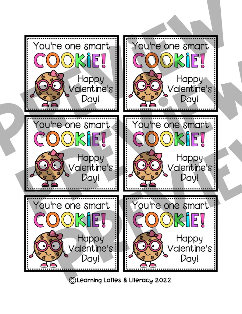 Smart Cookie Valentine's Day Gift Tags, 7 Styles (digital Download) - Etsy