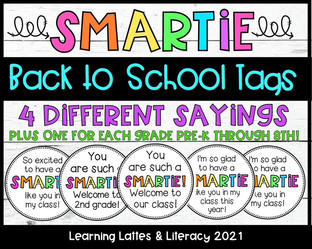 Smartie Gift Tags for Students Fun Back to School Welcome - Etsy