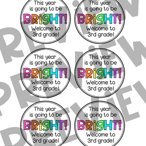 BRIGHT Back to School Gift Tags Treats Welcome Bright Year Grades Prek ...