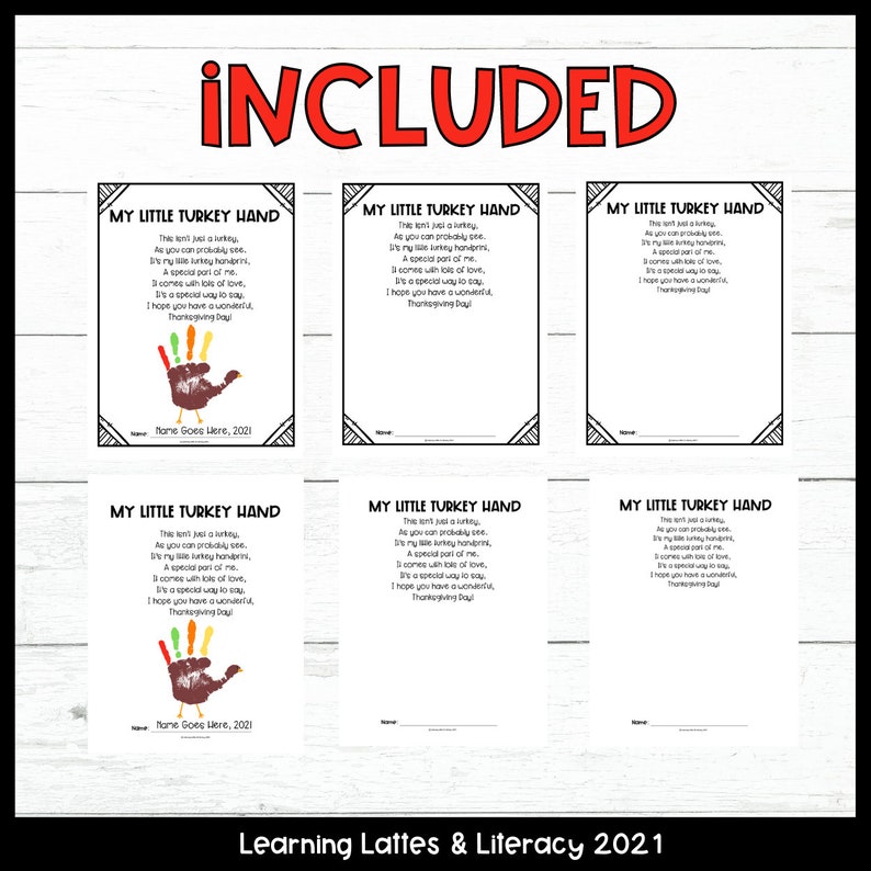 Turkey Handprint Poem Template Craft Thanksgiving November - Etsy Ireland